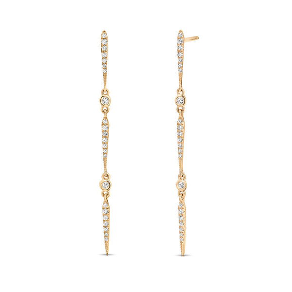 Delicate Diamond Dangle Earrings, 14K Yellow Gold | Diamond Stores Long Island – EFG Designs