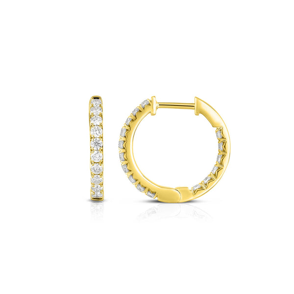 Inside Out Diamond Hoop Earrings, .70 Carat, 14K Yellow Gold | Diamond Stores Long Island – EFG ...