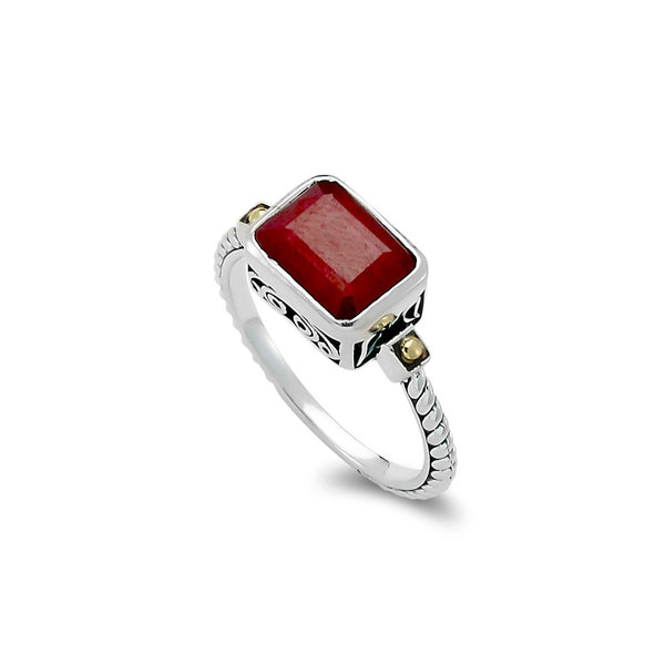 East-West Rectangular Ruby Ring, Sterling Silver with 18K Accents – EFG ...