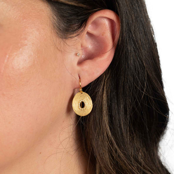 Textured Disc Dangle Earrings, 14K Yellow Gold Pair – EFG Designs