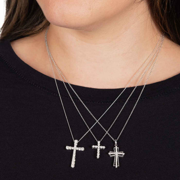 Shared Prong Diamond Cross, .50 Carat, 14K White Gold – EFG Designs