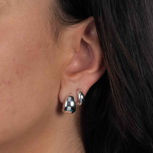 Small Snap Hoop Earrings, Sterling Silver | Silver Jewelry Stores Long ...