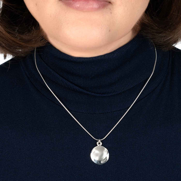 Disc Pendant, Matte and Shiny Sterling Silver, by Sharelli – EFG Designs