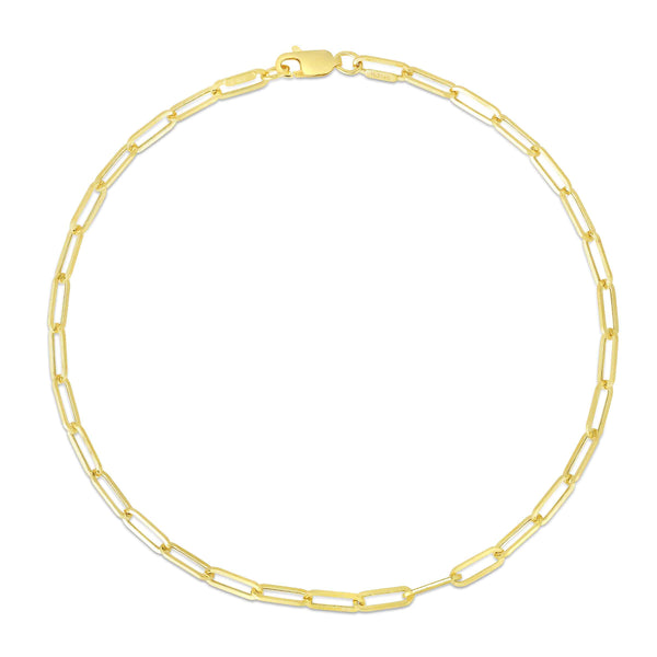 Paperclip Chain Ankle Bracelet, 14K Yellow Gold – EFG Designs