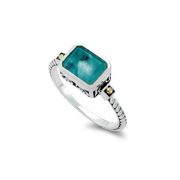 Rectangular Aquamarine Ring, Sterling Silver and Yellow Gold | Online ...