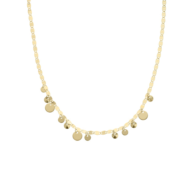 Adjustable Dangling Disc Necklace in 14K Yellow Gold, 17″ – EFG Designs