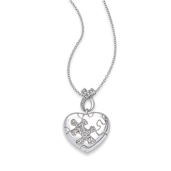 Heart Shaped Autism Puzzle Piece Locket, Sterling Silver | Long Island ...