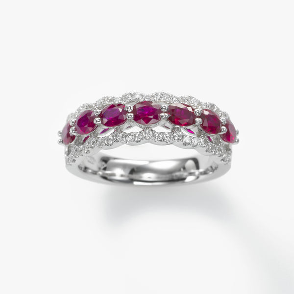 Oval Rubies Band with Diamonds, 18K White Gold – EFG Designs