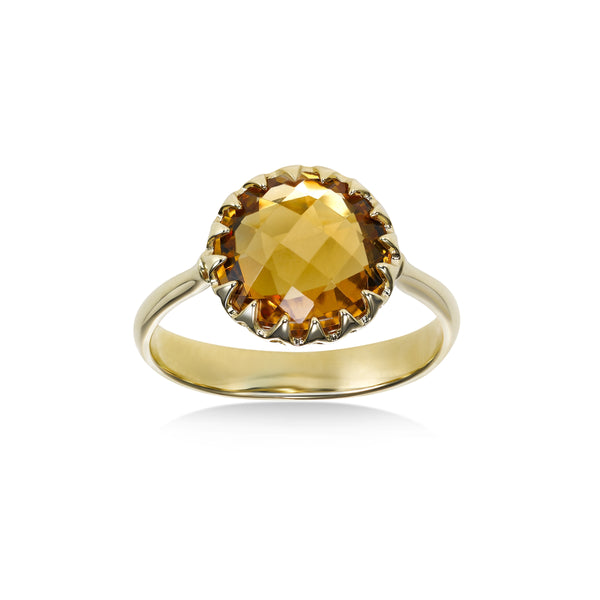 Round Faceted Citrine Ring, 14K Yellow Gold | Gemstone Jewelry Stores ...