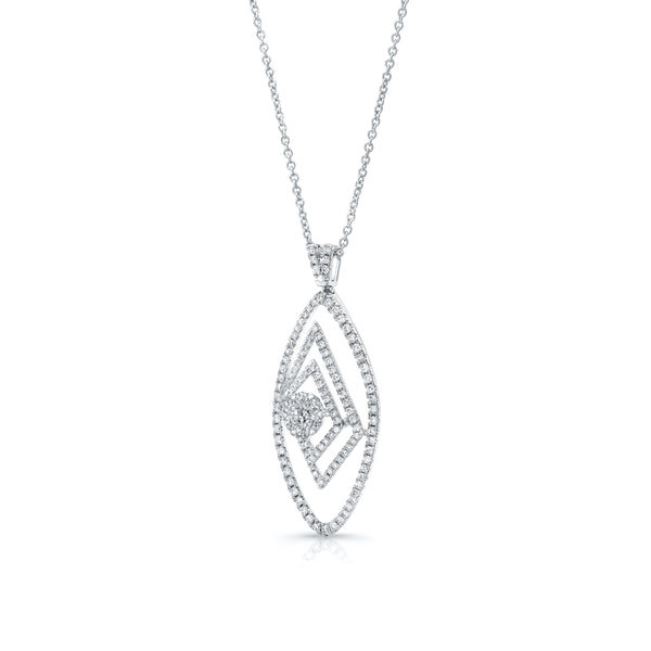 Open Geometric Diamond Pendant, 14K White Gold | Diamond Stores Long ...