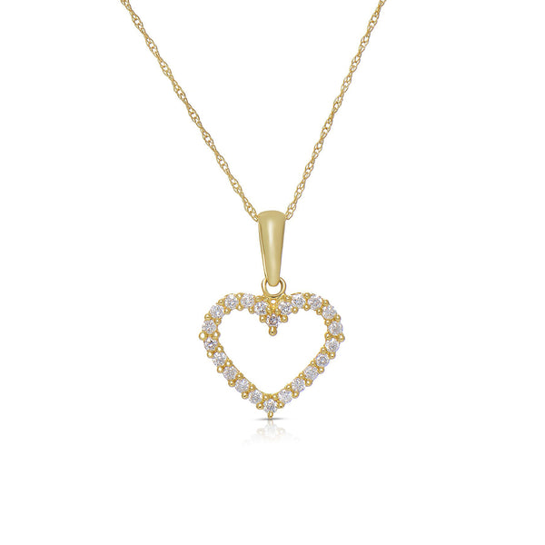 Small Shared Prong Diamond Pendant, 14K Yellow Gold – EFG Designs